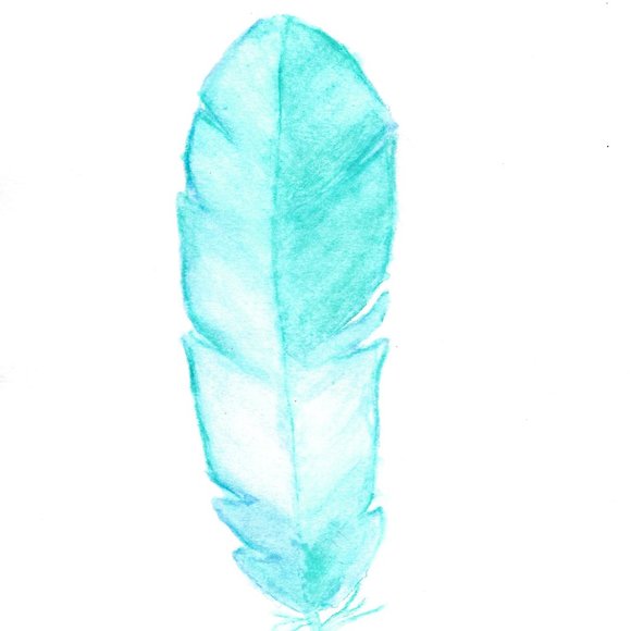 Wall Decor | Aqua Feather Watercolor Painting | Poshmark
